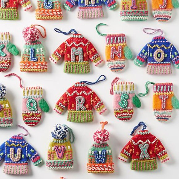 Anthropologie | Holiday | Htf Anthropologie Bundledup Monogram Ornament ...